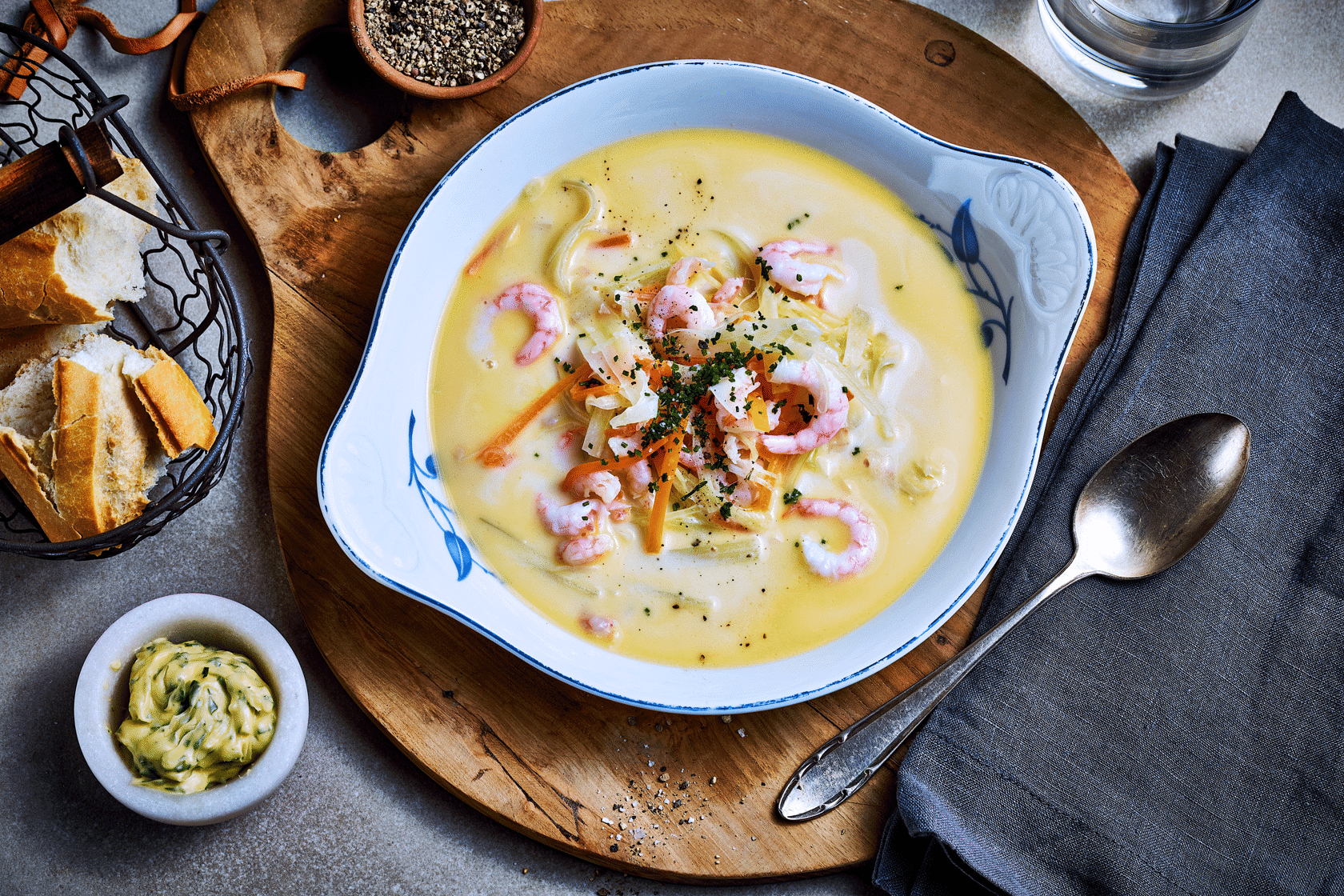 Lynrask fiskesuppe med reker